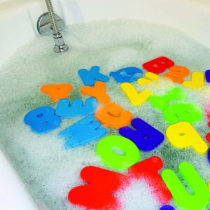 BabyBibi 36 PCS Stick-On Foam Bath Letters and Numbers - Non-Toxic, BPA Free, No Mold Bath Tub Toys - Colorful, Educational, Fun ABC Bath Toys for Toddlers & Babies