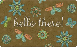 toland home garden 800349 hello flowers and butterflies- brown welcome door mat 18x30 inch floral outdoor doormat for entryway indoor entrance