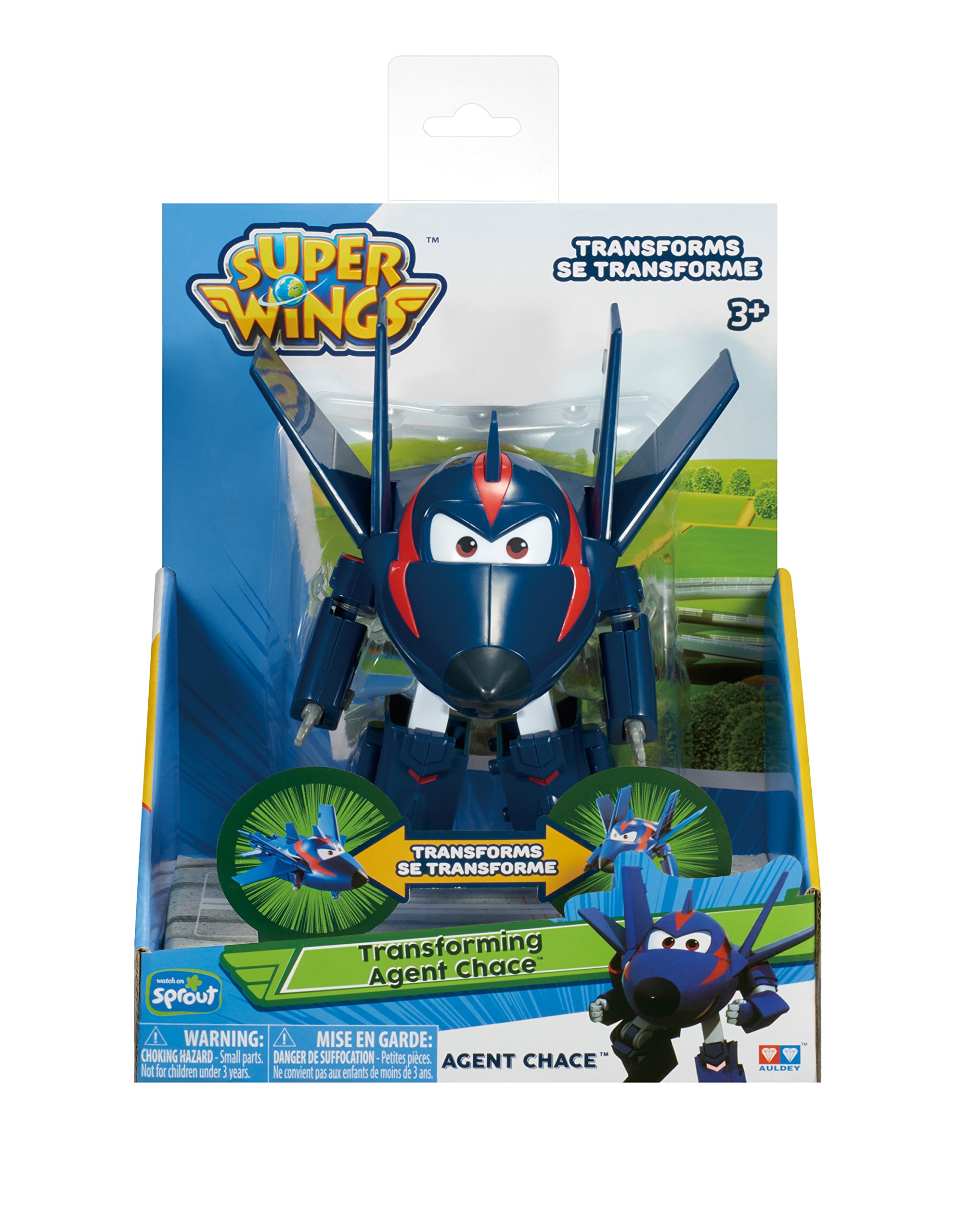 Super Wings - 5" Transforming Agent Chase Airplane Toys Action Figure | Plane to Robot | Fun Toy Plane Vehicle for 3 4 5 year old Boys and Girls | Preschool Kids Birthday Gift for Pretend Play , Blue