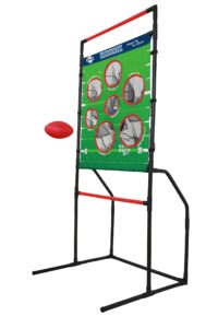 sport squad endzone challenge 2-in-1 football and flying disc toss - backyard and lawn game for indoor and outdoor use - practice your throwing skills with this football target carnival game