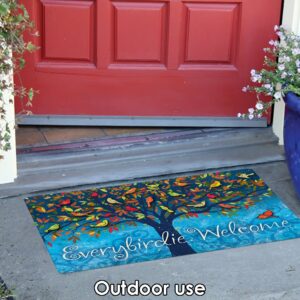 Toland Home Garden 800396 Everybirdie Welcome Spring Door Mat 18x30 Inch Bird Outdoor Doormat for Entryway Indoor Entrance