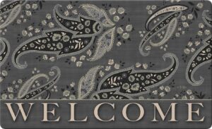 toland home garden 800381 charcoal stained paisley- welcome french paisley door mat 18x30 inch outdoor doormat for entryway indoor entrance