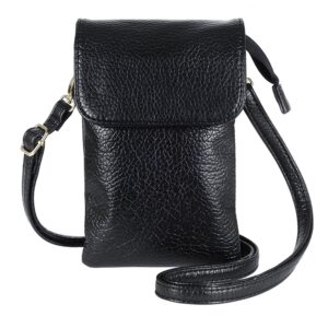 witery leather crossbody cell phone purse for women- black lightweight small cross body cell phone wallet pouch shoulder bag with shoulder strap