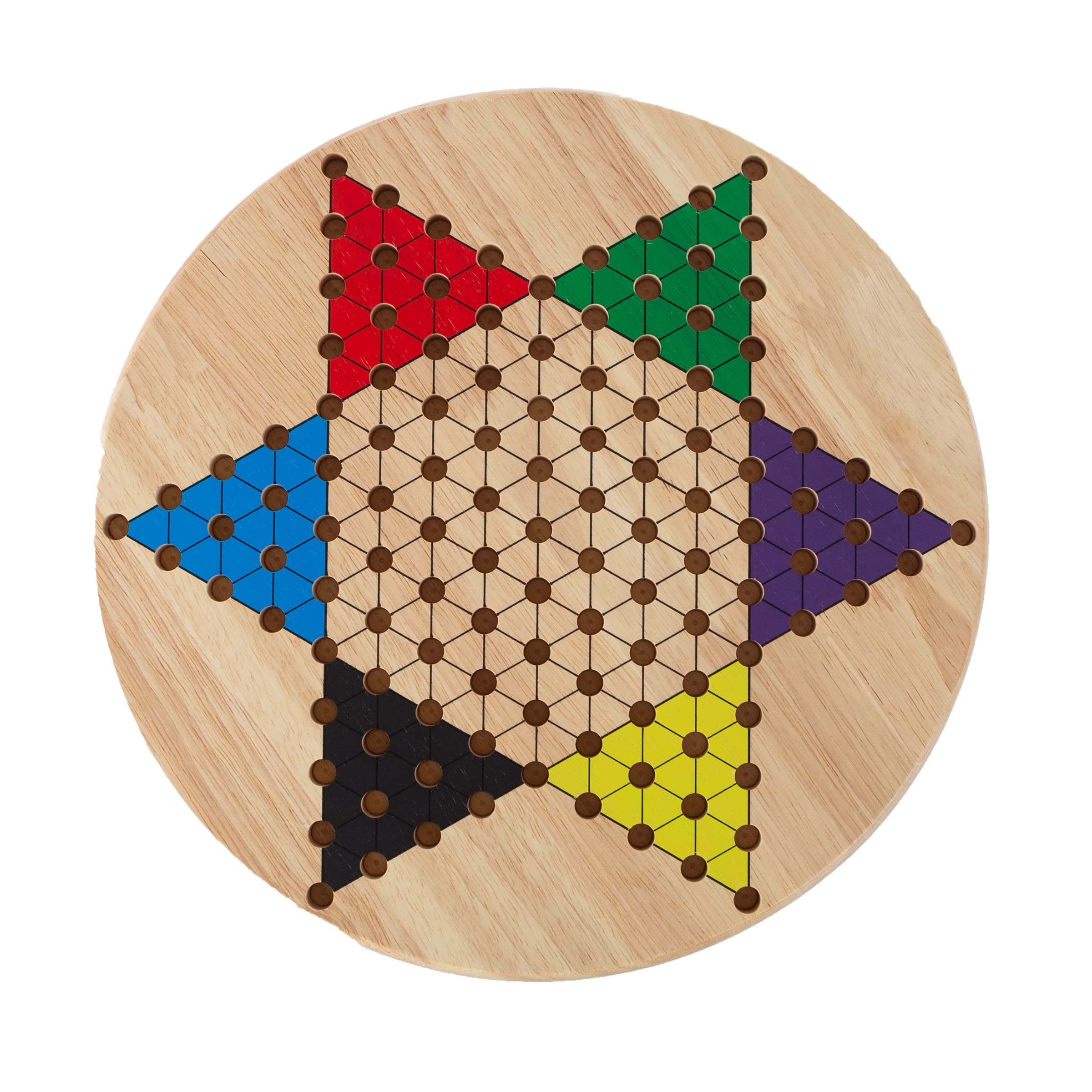 Chinese Checkers Game Set with 11 inch Wooden Board and Traditional Pegs, Game for Adults, Boys and Girls by Hey! Play!