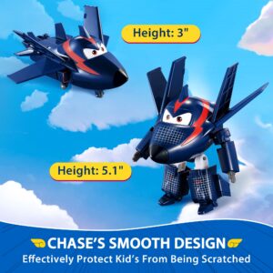 Super Wings - 5" Transforming Agent Chase Airplane Toys Action Figure | Plane to Robot | Fun Toy Plane Vehicle for 3 4 5 year old Boys and Girls | Preschool Kids Birthday Gift for Pretend Play , Blue