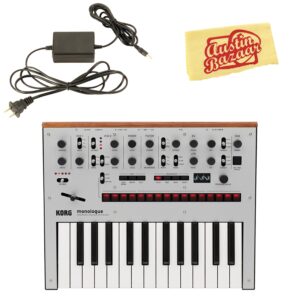 korg monologue monophonic analog synthesizer - silver bundle with power supply and austin bazaar polishing cloth