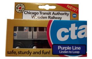 muni pals munipals chicago transit authority wooden railway purple line–child safe and tested wood toy train