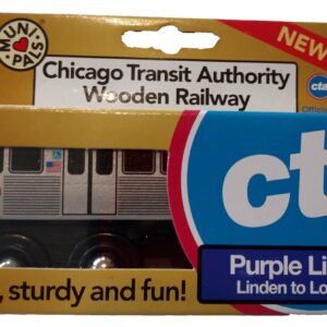 MUNI PALS Munipals Chicago Transit Authority Wooden Railway Purple Line–Child Safe and Tested Wood Toy Train