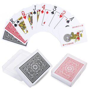 lotfancy playing cards, 100% plastic, waterproof - 2 decks of cards with plastic cases, poker size standard index, for magic props, pool beach water card games