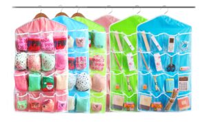 inspiration 16-pocket hanging closet organizer jewelry and accessories organizer, bra underwear socks ties hanging organizer,shower caddies random color vinyl (6 pack)