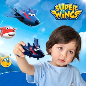 Super Wings - 5" Transforming Agent Chase Airplane Toys Action Figure | Plane to Robot | Fun Toy Plane Vehicle for 3 4 5 year old Boys and Girls | Preschool Kids Birthday Gift for Pretend Play , Blue