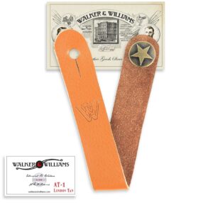 walker & williams at-1 tn tan leather acoustic guitar strap button headstock adaptor for acoustic, electric, bass guitars, mandolin and ukulele