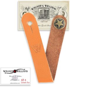 Walker & Williams AT-1 TN Tan Leather Acoustic Guitar Strap Button Headstock Adaptor For Acoustic, Electric, Bass Guitars, Mandolin And Ukulele