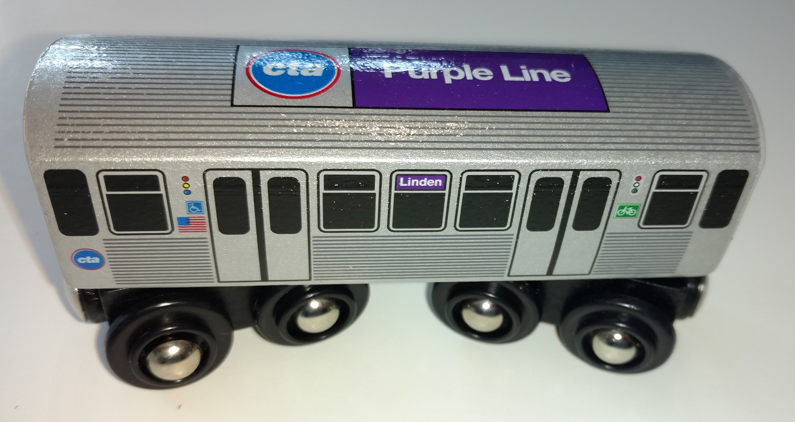 MUNI PALS Munipals Chicago Transit Authority Wooden Railway Purple Line–Child Safe and Tested Wood Toy Train