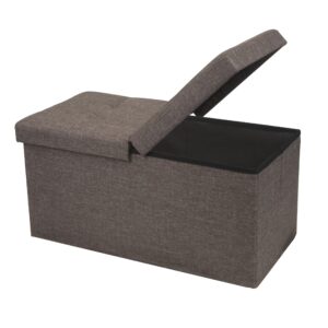 otto & ben 30" storage ottoman with smart lift top, upholstered tufted bench, foot rest, brown