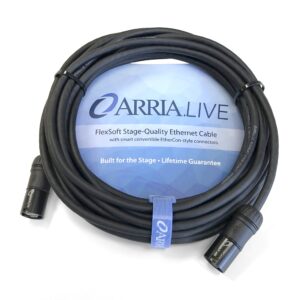 arria.live 50' flexsoft stage-quality ethernet cable with smart convertible ethercon style connectors