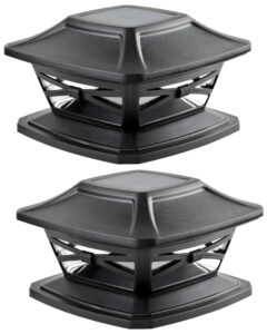 davinci lighting flexfit solar outdoor post cap lights - includes bases for 4x4 5x5 6x6 wooden posts - bright led light - slate black (2 pack)