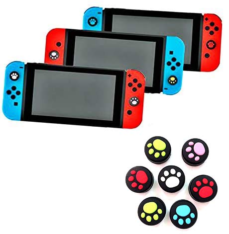 2 x Silicone Analog Controller Thumb Stick Joystick Grips Cap for Nintendo Switch NS/Switch Lite Controller Joy-Con ThumbStick Cute Cat Paw Claw (Blue)