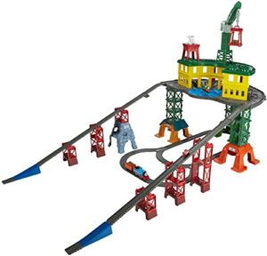 thomas & friends toy train set, super station, extra large race track with motorized thomas, diecast percy & minis james for ages 3+ years