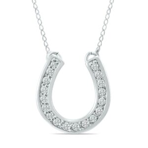 14k white gold diamond horseshoe pendant