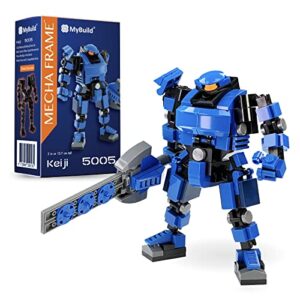 mybuild mecha frame keiji 5005 - blue robot armor mech suit, sci-fi building bricks mech building kit