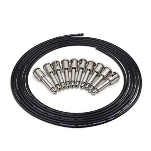 saphue guitar patch cable guitar bass effect pedal cables, solderless pedalboard cable kit,10ft cable 10 tip connectors solderless make 5 diy custom patch cables(straight plugs solderless kits)