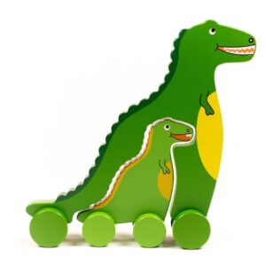 jack rabbit creations inc big & little wooden push toy t-rex