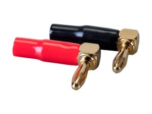 monoprice 10 pair right angle 24k gold plated banana speaker wire cable screw plug connectors (121915) black/red