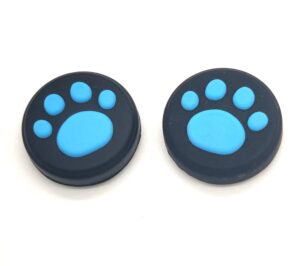 2 x silicone analog controller thumb stick joystick grips cap for nintendo switch ns/switch lite controller joy-con thumbstick cute cat paw claw (blue)