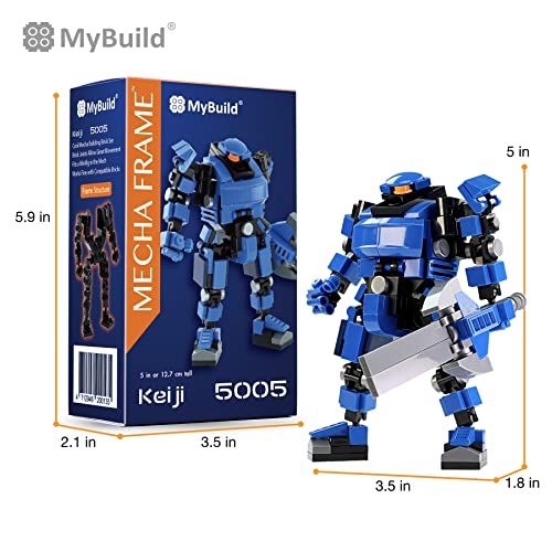 MyBuild Mecha Frame Keiji 5005 - Blue Robot Armor Mech Suit, Sci-Fi Building Bricks Mech Building Kit