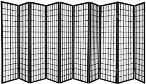 square furniture panel shoji screen room divider 3-10 panel (10 panel, black, white, cherry, natural)