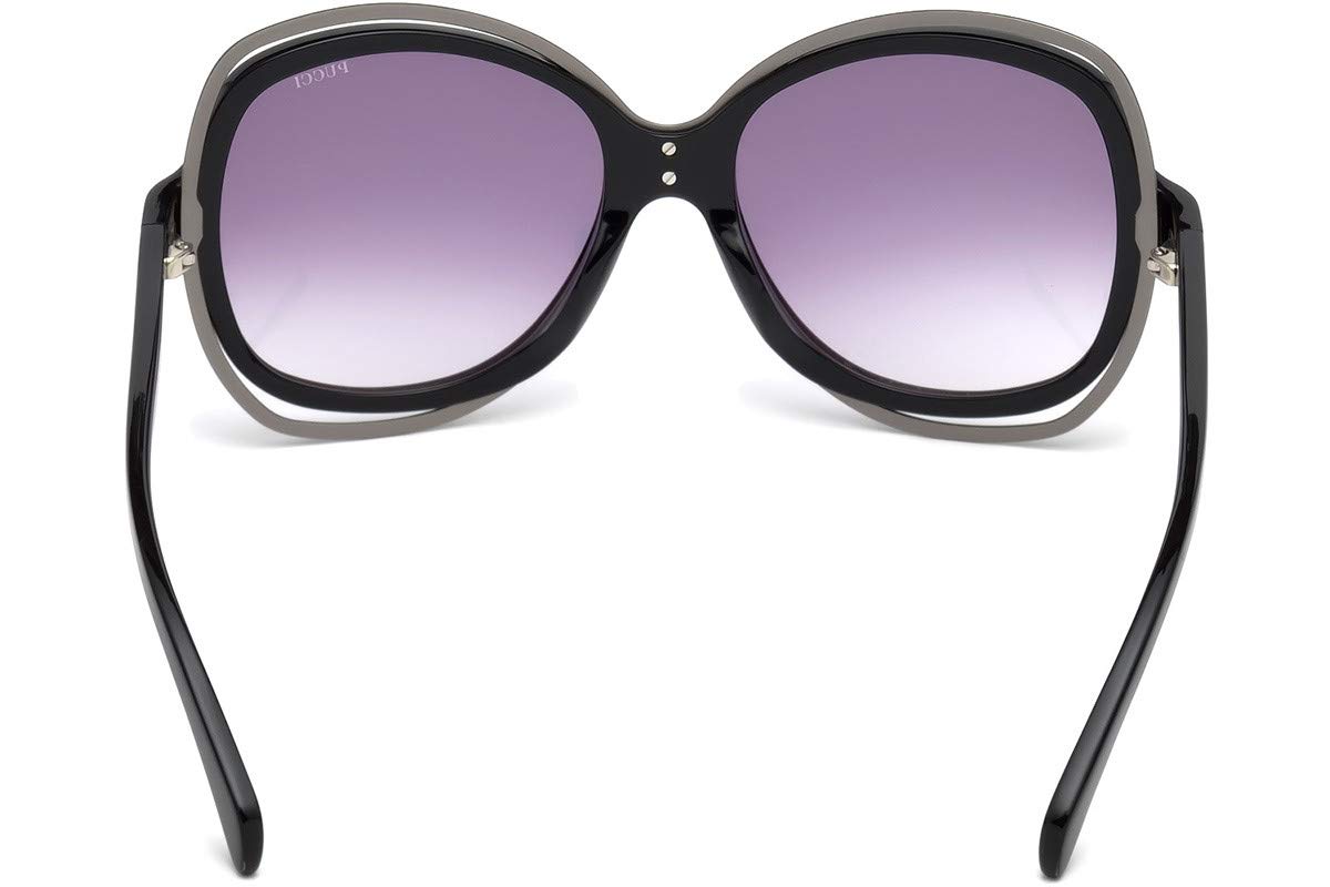 Emilio Pucci EP0056 Sunglasses - Shiny Black Frame, Gradient/Mirror Violet Lenses, EP00565701Z