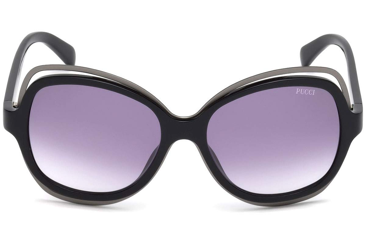 Emilio Pucci EP0056 Sunglasses - Shiny Black Frame, Gradient/Mirror Violet Lenses, EP00565701Z