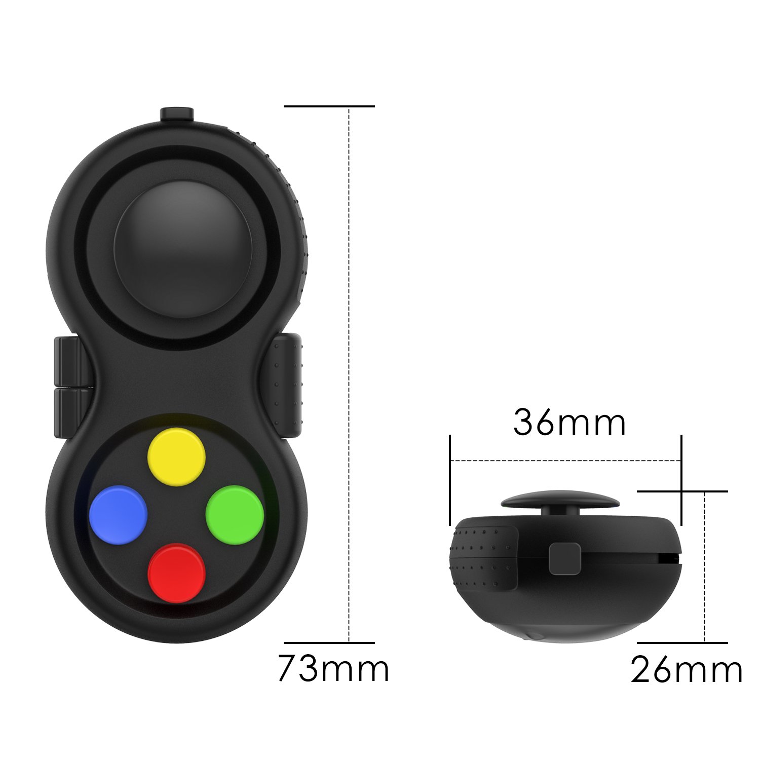 ATiC Fidget Controller Pad, [2 Pack] Stress Reducer Classic Game Pad Anti-Anxiety Focus Hand Shank Toy for ADD, ADHD, Autism Kids and Adults Killing Time, Colorful/Black + Blue/Black