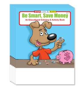 zoco - be smart with your savings - educational coloring & activity books (25 bulk pack, without crayons) - teach kids about money - bank supplies - gifts for kids