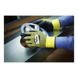 Ansell 1151010 HyFlex 11-510 Foam Nitrile Palm Coated Yellow Kevlar Blended Protective Gloves, 10.5" Length, 5" Width, 0.5" Height, Size 10, Black (Pack of 12)