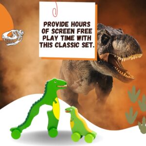 Jack Rabbit Creations Inc Big & Little Wooden Push Toy T-Rex