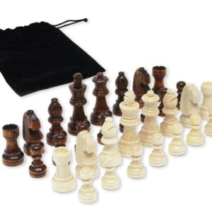 DA VINCI Staunton Wood Chess Pieces 32 Chessmen and Storage Bag (3 Inch King)