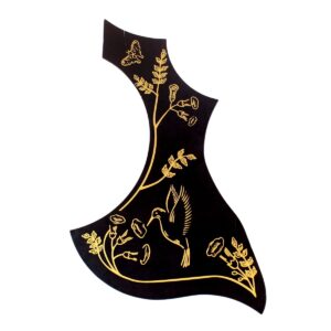 hummingbird style acoustic guitar pickguard,style-2,black/gold