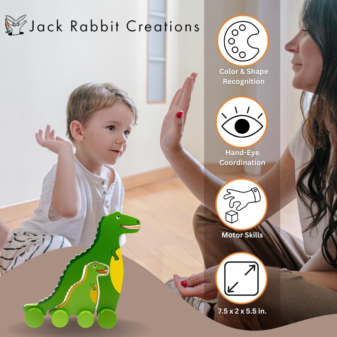 Jack Rabbit Creations Inc Big & Little Wooden Push Toy T-Rex