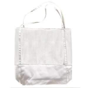 flowertree carry all plain canvas mesh tote sheer summer shopping bag white