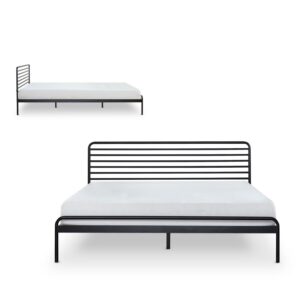 zinus tom metal platform bed frame mattress foundation, no box spring needed, wood slat support. design award winner, king, black