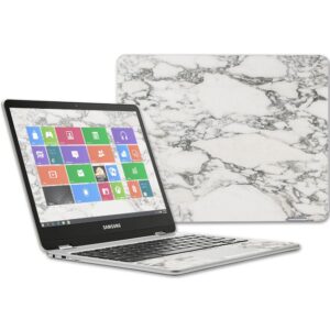 mightyskins skin compatible with samsung chromebook plus 12.3"(2017 - white marble | protective, durable, and unique vinyl decal wrap cover | easy to apply, remove, and change styles | made in the usa