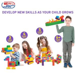 WEofferwhatYOUwant Educational Interlocking STEM Building Blocks 150 Pieces. Build Toy Accessories, Cubes, Shapes and More for Ages 3 Year and Up