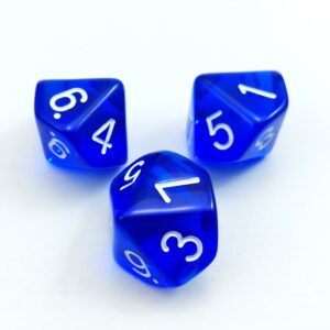 Bescon Polyhedral 10 Sides Dice with Number 1-10, Blue Transparent 10 Sided Dice, 10 Sides Cube 1-10, 10pcs Set