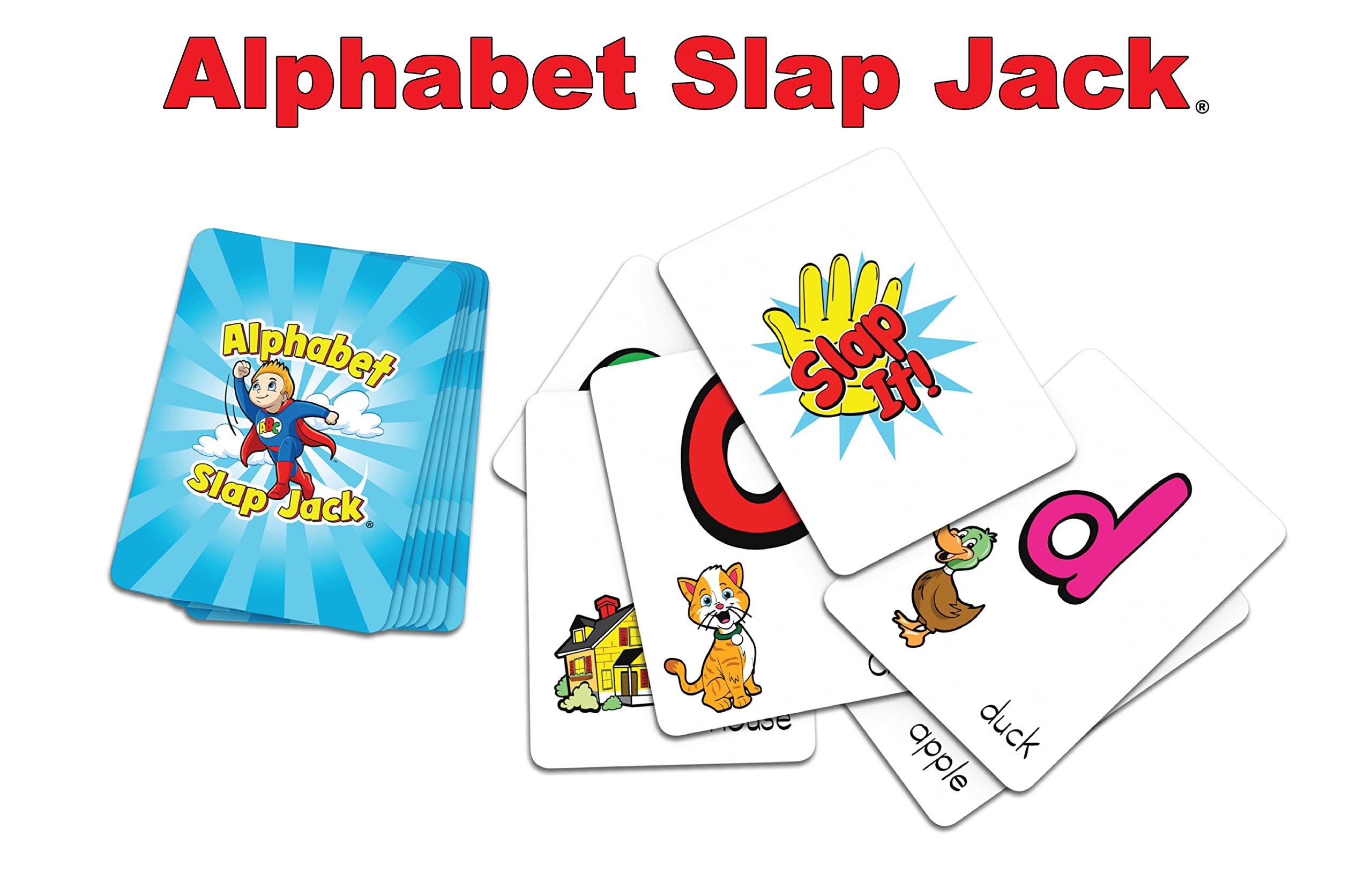 Alphabet Slap Jack® | Play 4 Alphabet Games Including Alphabet Go Fish, Slapjack, ABC Letter Matching or Flash Cards | Learn Upper & Lowercase Letters and Sounds | Build CVC Words | PreK to 1st Grade