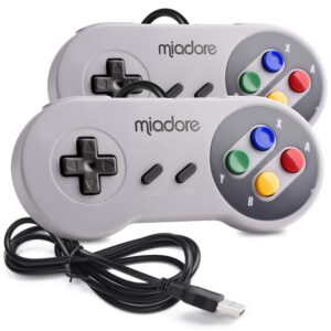 2 pack usb controller for snes retro gaming, miadore snes usb classic gamepad joypad gamestick for windows pc mac linux retropie raspberry pi 3