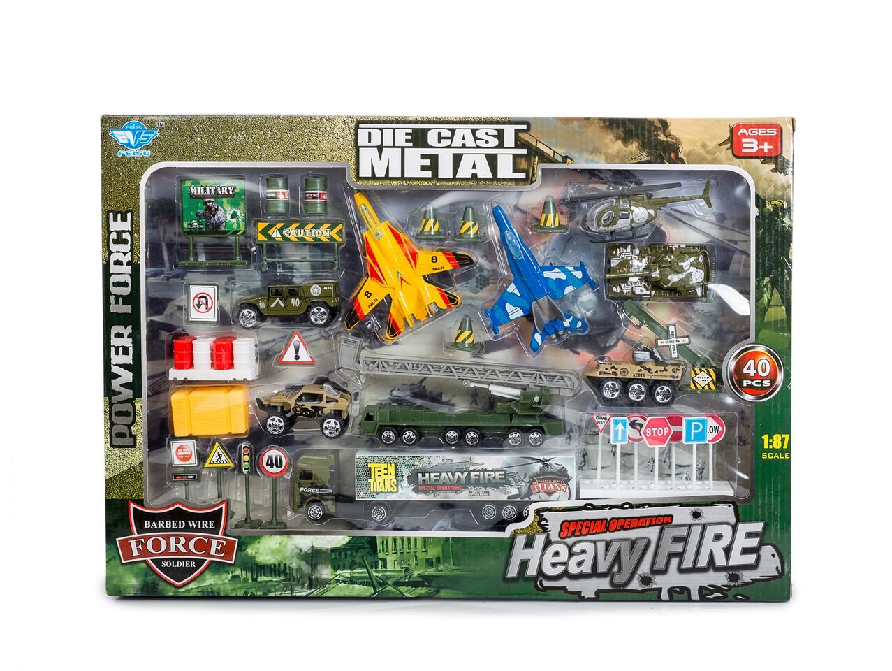 Big Daddy Die-Cast Metal Special Operations Heavy Fire Kids Toy Military Air Craft Play Set Over 40 Pieces Included in This Imaginary War Zone