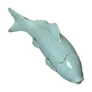 emissary distressed turquoise koi large, 9" h