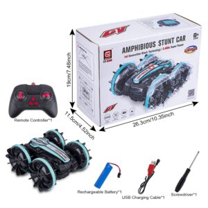 Berry President Amphibious RC Car, 2.4GHz Off-Road Stunt Truck, All Terrain 4WD Remote Control Toy, Land Water Waterproof Vehicle with 360° Rotation for Kids (Coffee)